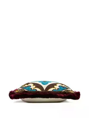 La DoubleJ Fringed Patterned Cushion - Neutrals