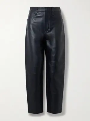 FRAME The Neat Leather Barrel-leg Pants - Blue