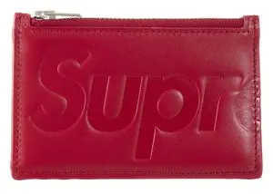 Supreme Leather Zip Card Holder - Red