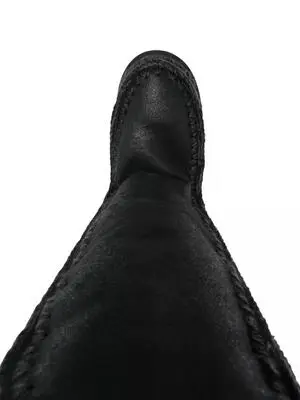 Mou Knee-high Rhinestone Logo Boots - Black
