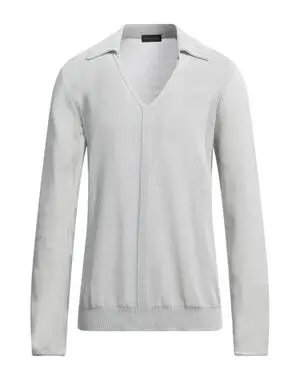 ROBERTO COLLINA Lightweight Knit Polo Sweater - Light Grey