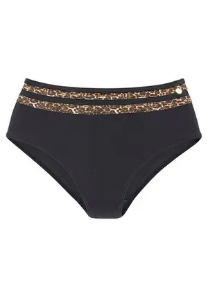 LASCANA Leopard Trim Mid-rise Bikini Bottom