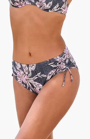 LASCANA Mix Print Mid-rise Bikini Bottom - Black Printed
