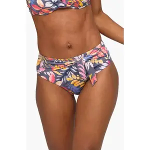 LASCANA High-waisted Floral Bikini Bottom - Grey Printed