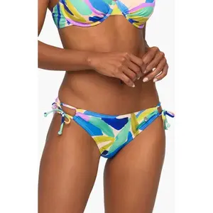 LASCANA Brushstroke Print Bikini Bottom - Blue Multi