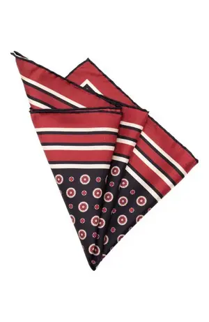ELIZABETTA Panterasilk Pocket Square For - Black And Burgundy