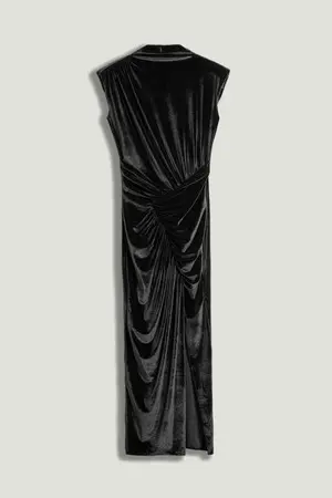 NOCTURNE High-neck Ruched Midi Dress