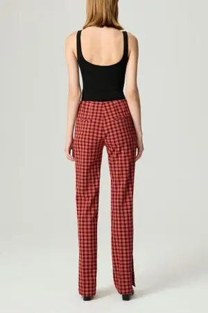 NOCTURNE Plaid Slit-hem Trousers