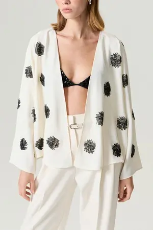 NOCTURNE Beaded Open-front Kimono - Multi-colored
