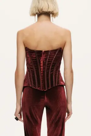 NOCTURNE Structured Velvet Strapless Bustier