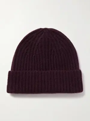 LISA YANG Martigny Ribbed Cashmere Beanie Burgundy