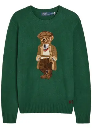 Ralph Lauren Polo Bear Wool And Cashmere-blend Jumper - Dark Green