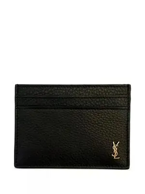 Saint Laurent Logo-plaque Leather Card Holder - Black