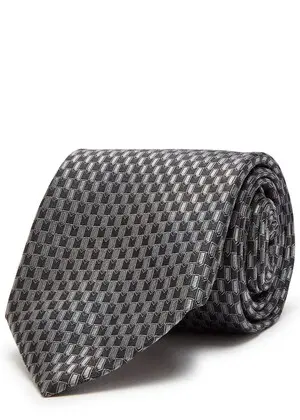 Canali Patterned Silk-jacquard Tie - Brown
