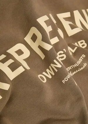 REPRESENT Owners' Club Logo Hooded Cotton Sweatshirt - Taupe