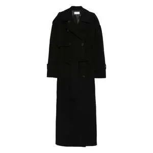 THE NINA STUDIO Double-Breasted Coat With Belt - Black