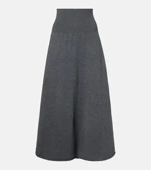 Extreme Cashmere N°388 Ease Cashmere-blend Maxi Skirt - Grey
