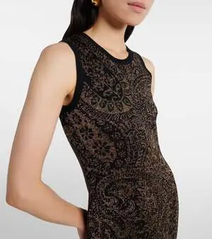 Etro Wool-blend Jacquard Maxi Dress - Black