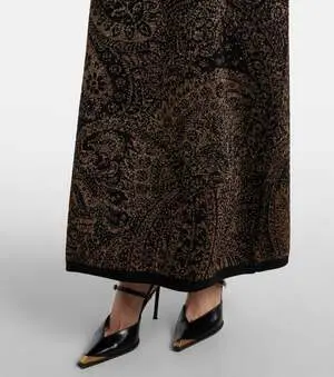 Etro Wool-blend Jacquard Maxi Dress - Black