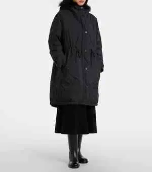YVES SALOMON Hooded Shearling-trimmed Down Coat