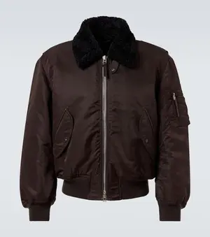 TOM FORD Shearling-trimmed Satin Bomber Jacket
