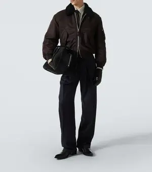 TOM FORD Shearling-trimmed Satin Bomber Jacket
