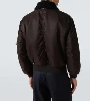 TOM FORD Shearling-trimmed Satin Bomber Jacket
