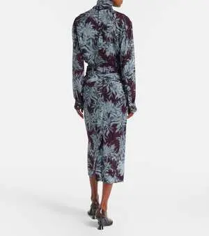 Dries Van Noten Printed Ruched Midi Skirt - Multicoloured