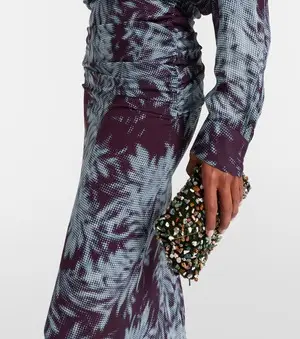 Dries Van Noten Printed Ruched Midi Skirt - Multicoloured