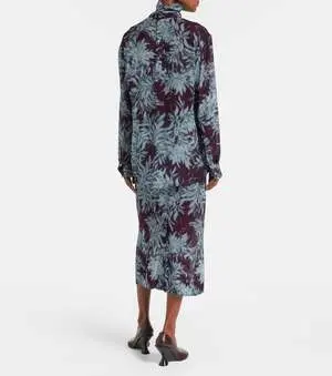 Dries Van Noten Printed Sheer Chiffon Turtleneck Top