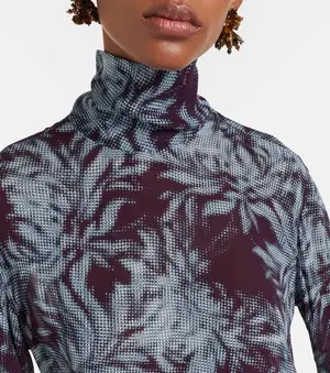 Dries Van Noten Printed Sheer Chiffon Turtleneck Top