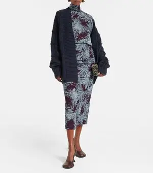 Dries Van Noten Printed Sheer Chiffon Turtleneck Top