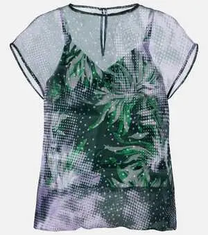 Dries Van Noten Printed Silk Organza Top