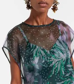 Dries Van Noten Printed Silk Organza Top
