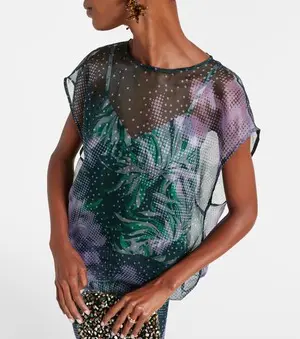 Dries Van Noten Printed Silk Organza Top