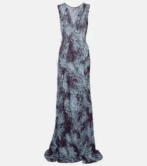 Dries Van Noten Printed Chiffon Gown