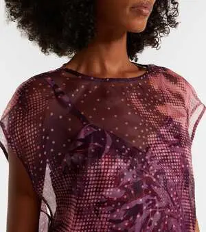 Dries Van Noten Layered Printed Silk-blend Top