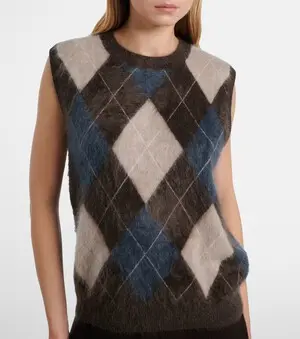 LISA YANG Yasmin Argyle Cashmere Sweater Vest - Multicoloured