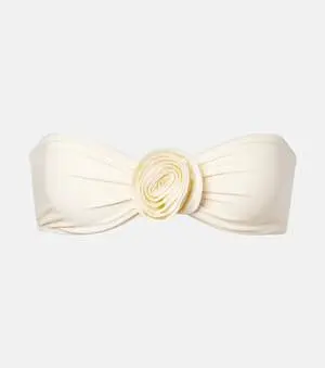SAME Rosette Floral-appliqué Bandeau Bikini Top - White