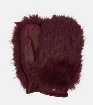 Goldbergh Hill Leather Mittens - Burgundy
