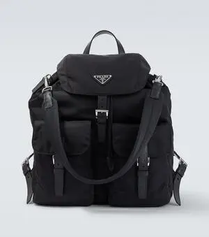 Prada Re-nylon And Leather-trimmed Backpack - Black