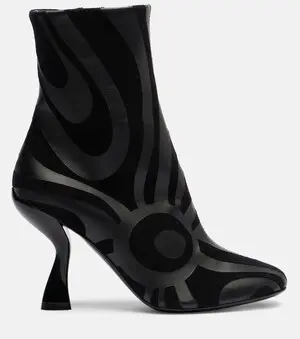 Emilio Pucci Marmo Suede And Leather Ankle Boots