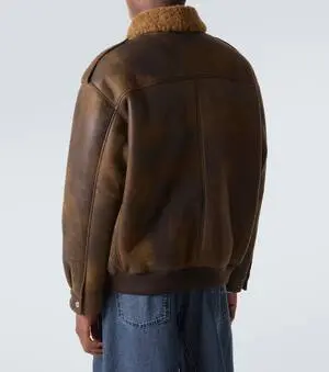 Miu Miu Shearling-trimmed Leather Blouson Jacket