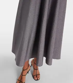 Khaite Melina Halterneck Lamé Midi Dress In Gunmetal - Silver