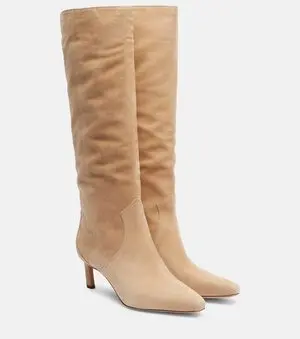 Veronica Beard Kinna 55 Suede Knee-high Boots - Beige