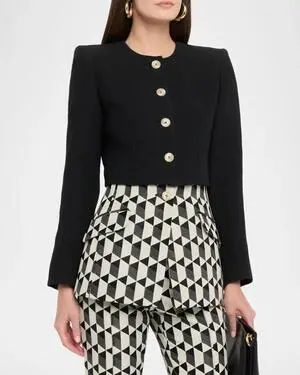 Amir Taghi Laurel Geo Layered Blazer - Ecru