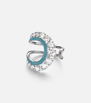 KAMYEN Moonlight 18kt White Gold Diamond And Enamel Ring - Silver