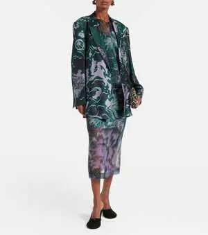 Dries Van Noten Printed Single-breasted Blazer - Green