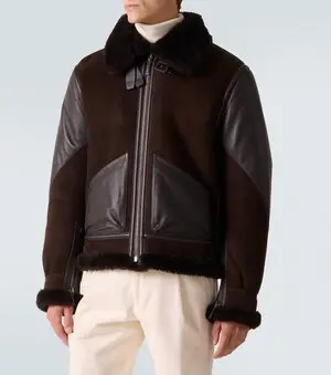 Ralph Lauren Purple Label Shearling-lined Leather And Suede Jacket