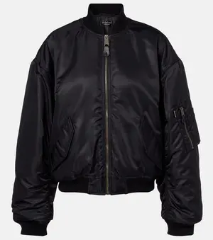 Balenciaga Technical Satin Bomber Jacket - Black